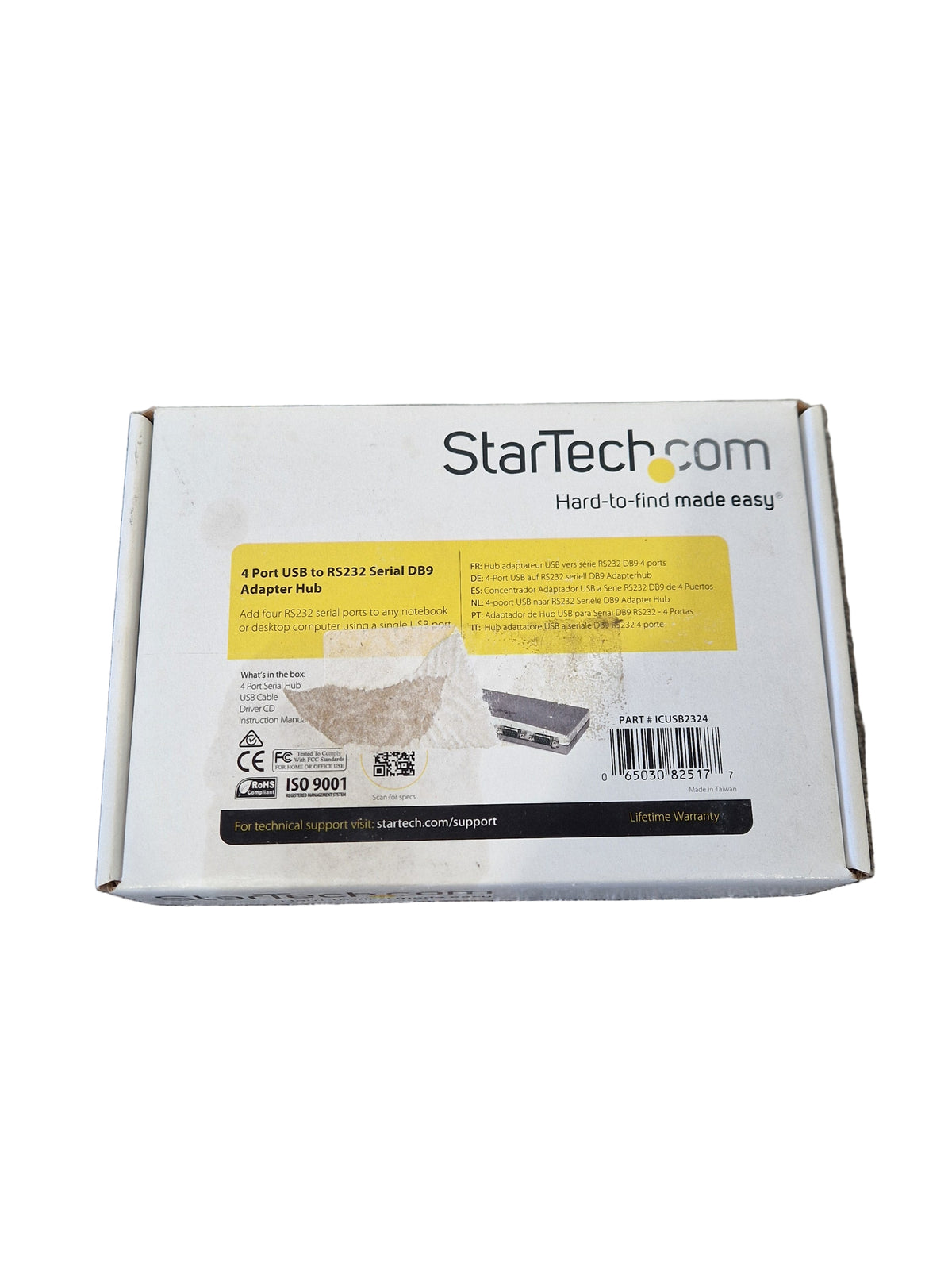StarTech ICUSB2324 - 4 Port USB to RS232 Serial Adapter Hub - Black ...