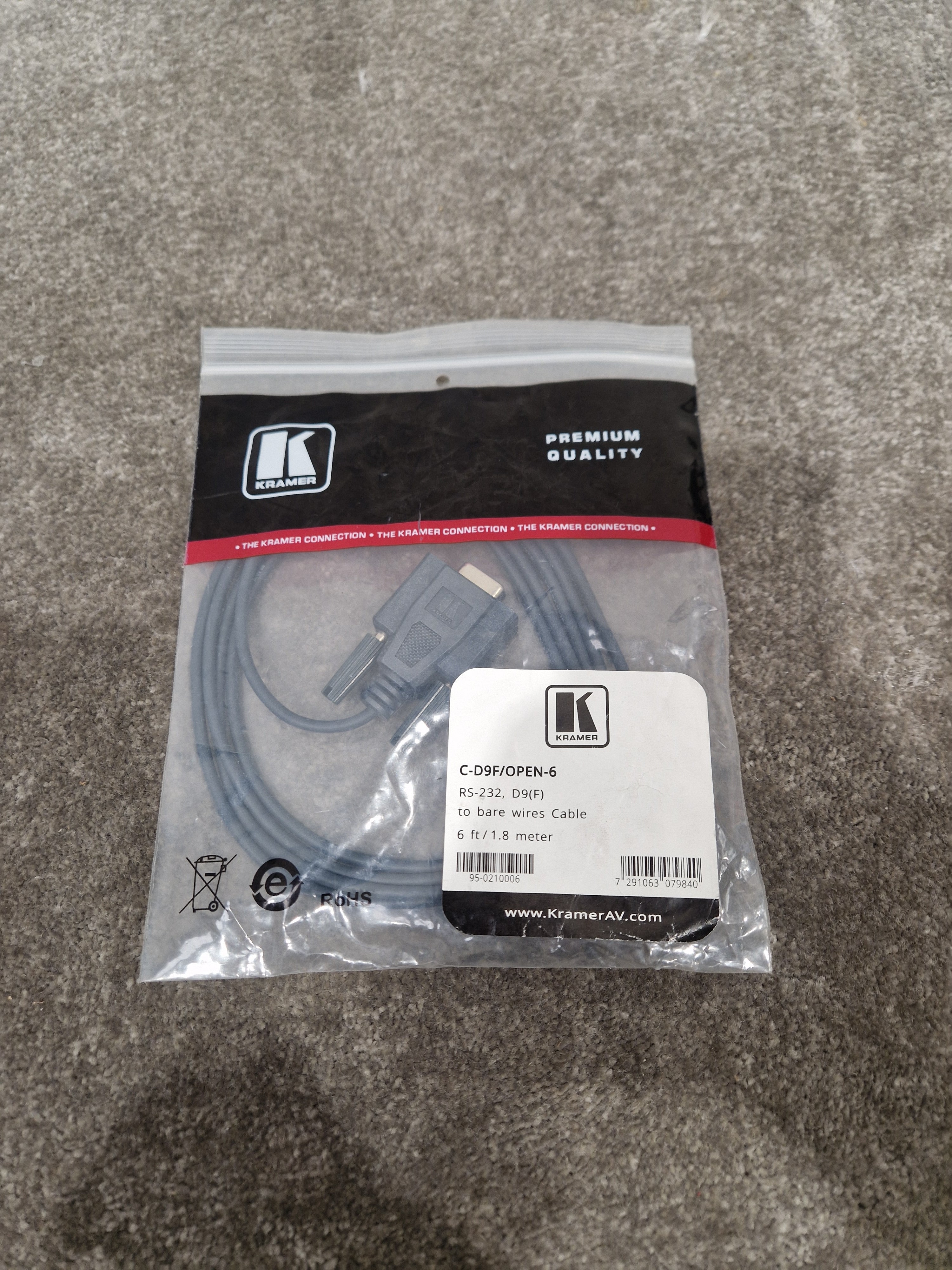 Kramer RS-232 D9(f) TO Bare Wires Cable 6FT - High-Quality Signal Tran ...