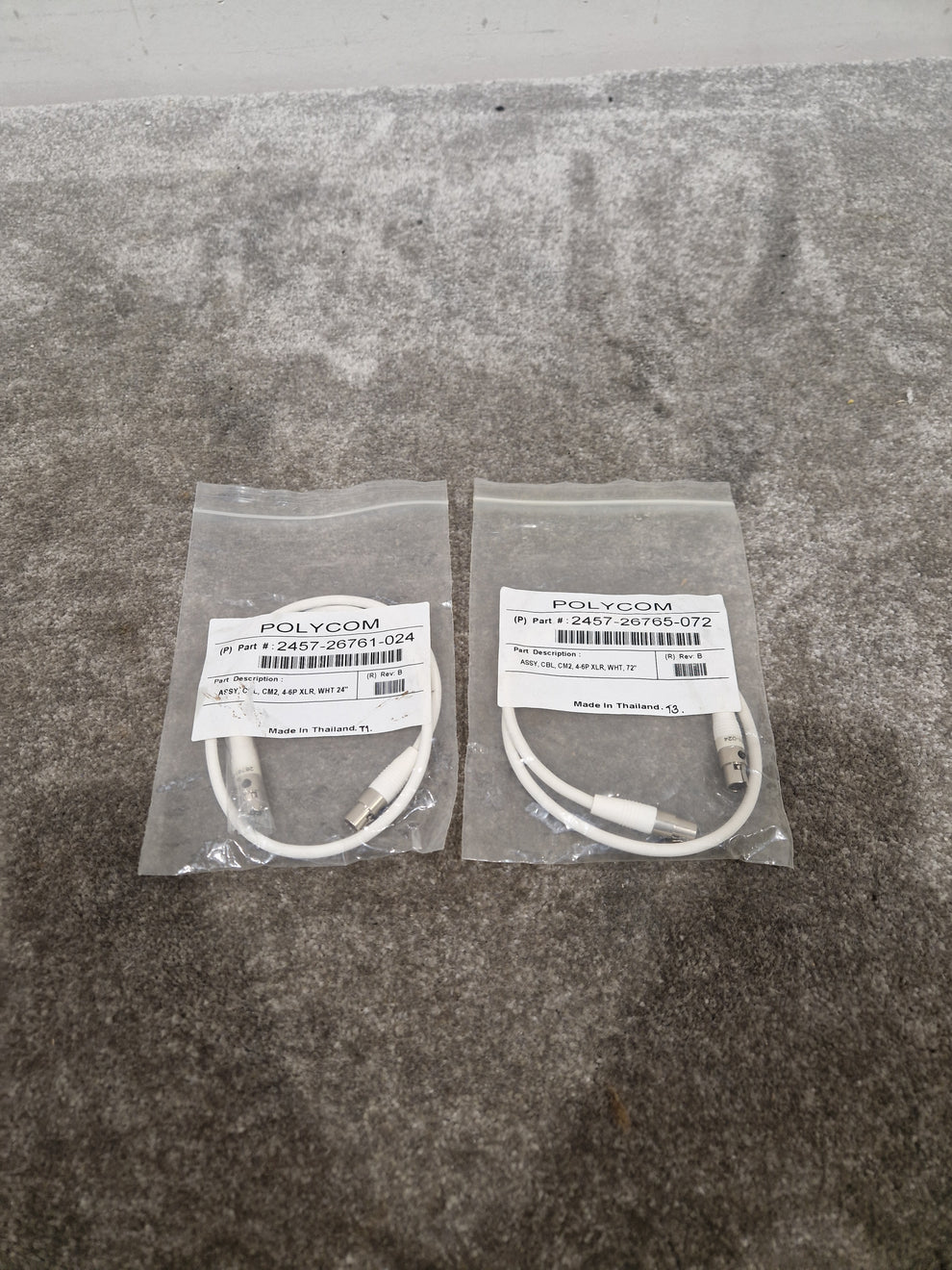 Pair OF Polycom White CM2 4-6P XLR Cables - High-Fidelity Audio - Exce ...